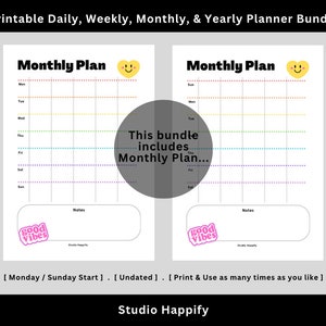 Rainbow Planner, Printable Daily, Weekly, Monthly, & Yearly Planner ...