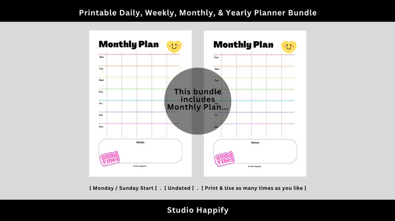 Rainbow Planner, Printable Daily, Weekly, Monthly, & Yearly Planner ...