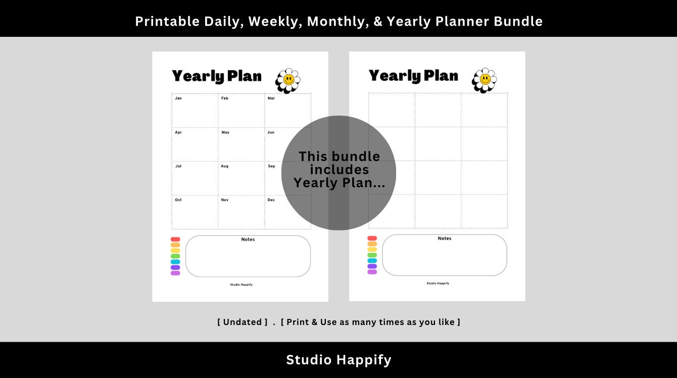 Rainbow Planner, Printable Daily, Weekly, Monthly, & Yearly Planner ...