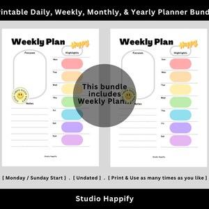 Rainbow Planner, Printable Daily, Weekly, Monthly, & Yearly Planner ...
