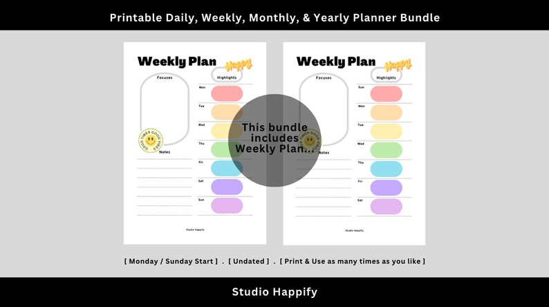 Rainbow Planner Printable Daily Weekly Monthly & Yearly - Etsy