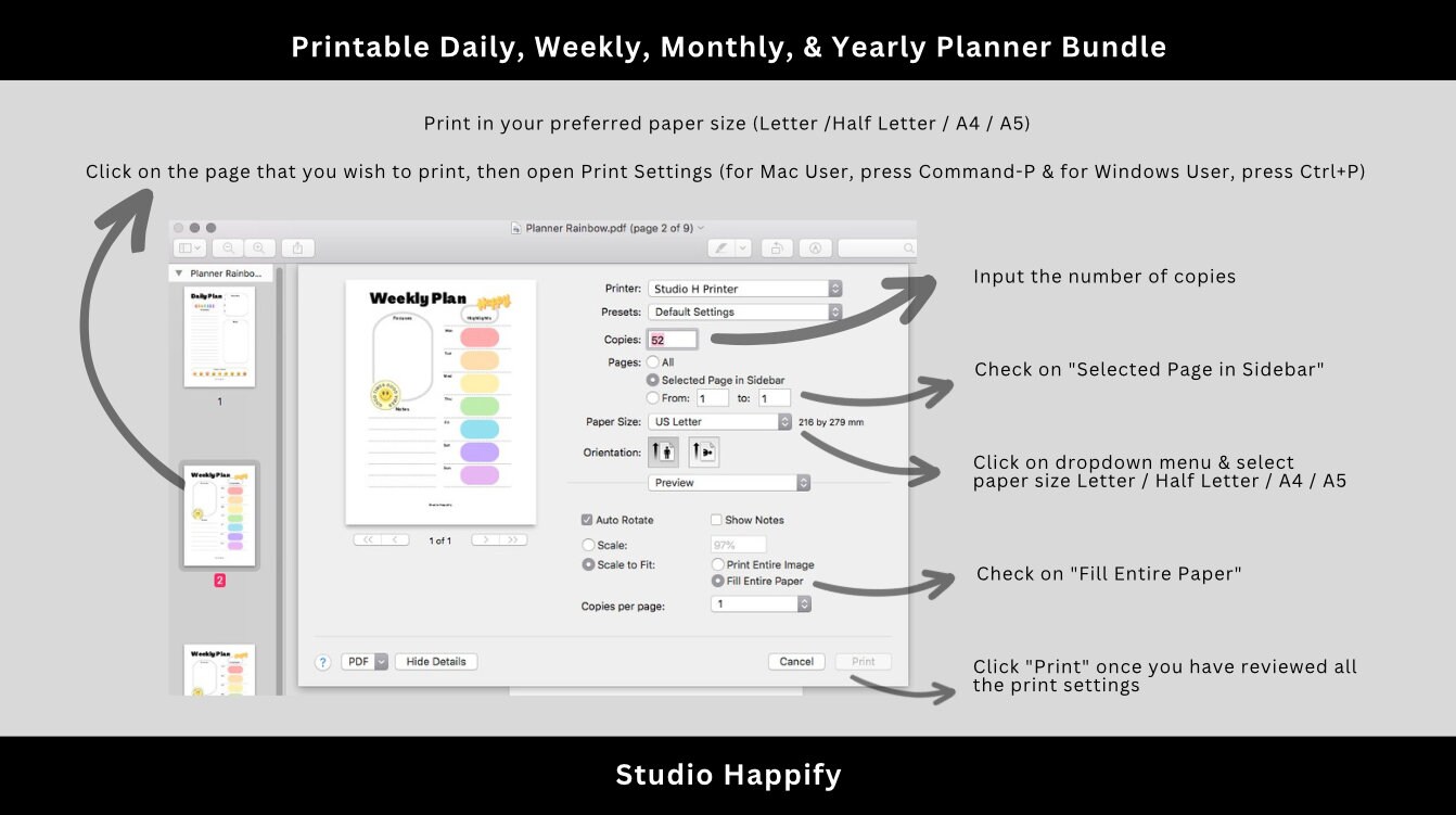 Rainbow Planner, Printable Daily, Weekly, Monthly, & Yearly Planner ...