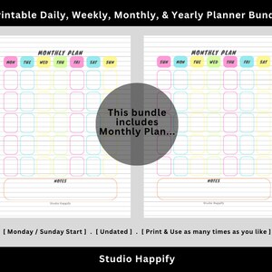 Colorful Neon Planner, Printable Daily, Weekly, Monthly, & Yearly ...