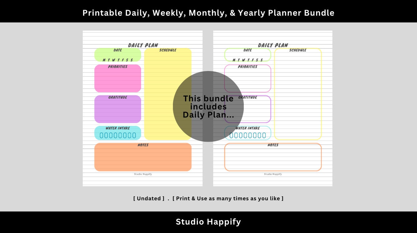 Colorful Neon Planner, Printable Daily, Weekly, Monthly, & Yearly ...