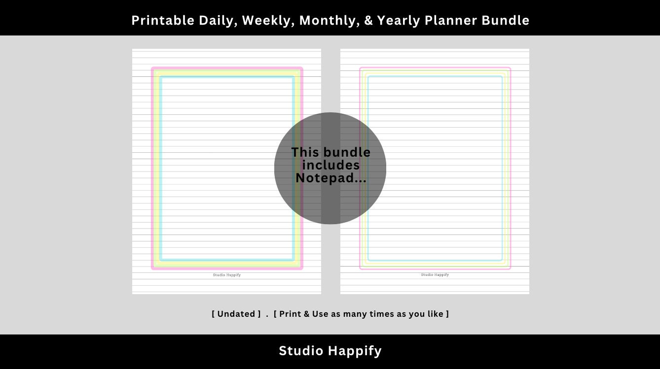 Colorful Neon Planner, Printable Daily, Weekly, Monthly, & Yearly ...