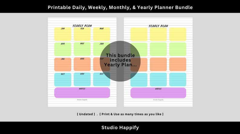 Colorful Neon Planner, Printable Daily, Weekly, Monthly, & Yearly ...
