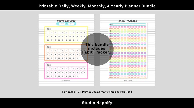 Colorful Neon Planner, Printable Daily, Weekly, Monthly, & Yearly ...