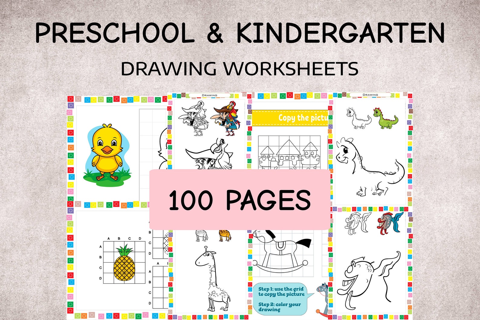 100 Printable Pages Learn to Draw in Preschool: Activity Workbook ...