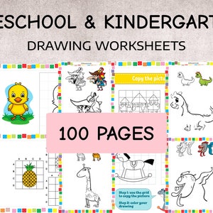 100 Printable Pages Learn to Draw in Preschool: Activity Workbook ...