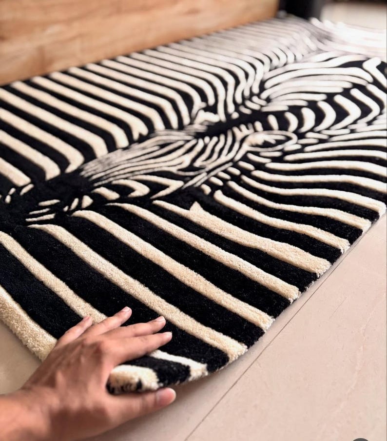 Hand-tufted Zebra Rug: Black & White NZ Wool Carpet 8x10 - Etsy