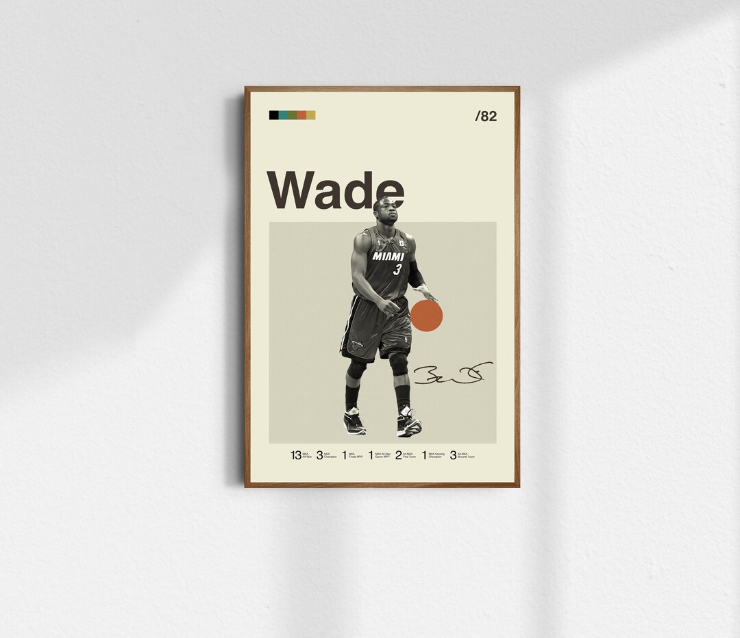 Dwayne Wade Poster Miami Heat Poster NBA Poster Mid Century - Etsy