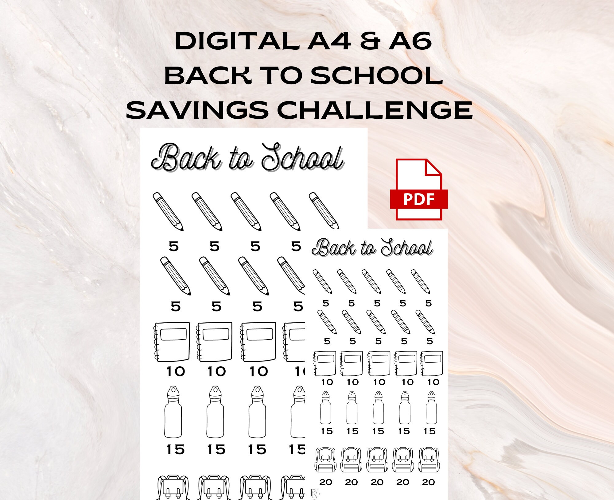 Back to School Savings Challenge A6 A4 Printable PDF - Etsy