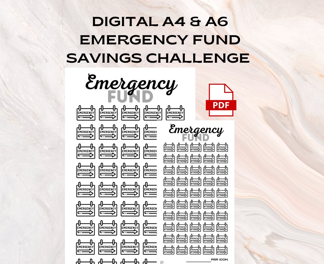 Emergency Fund Savings Challenge - A4 & A6 PDF Printable Download - Etsy