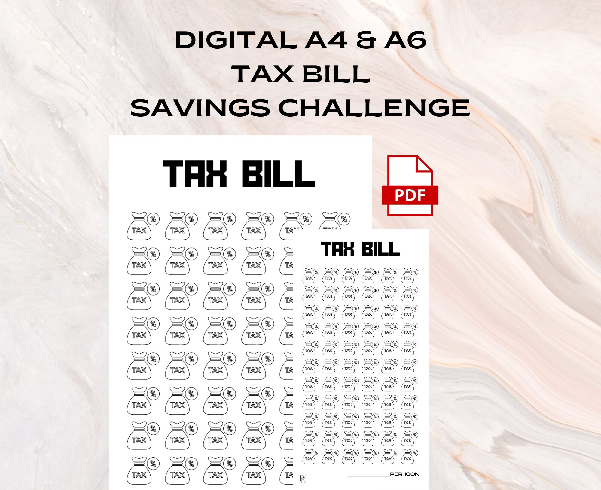 Tax Bill Savings Challenge A6 A4 Printable PDF Download - Etsy