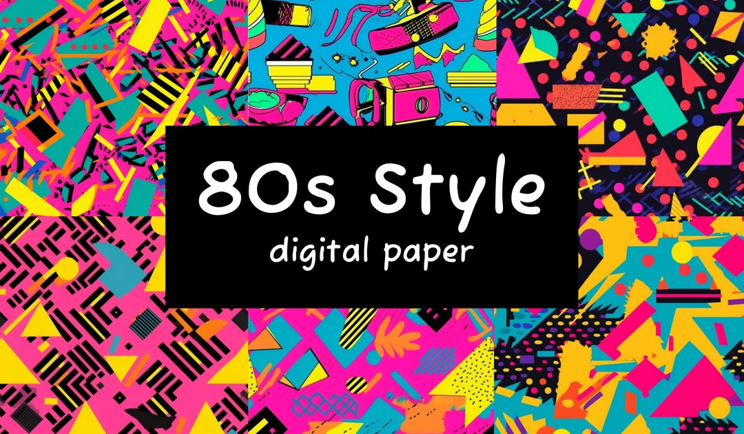 80s Style Digital Paper - 20 Graphic Pattern Designs - Commercial Use ...