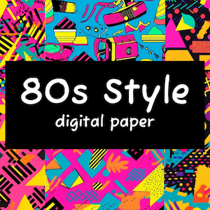 80s Style Digital Paper - 20 Graphic Pattern Designs - Commercial Use ...