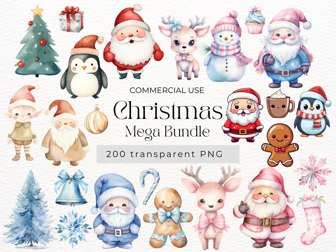 Christmas Clipart Mega Bundle 200 Pngs With Transparent Background ...