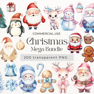 Christmas Clipart Mega Bundle 200 Pngs With Transparent Background ...