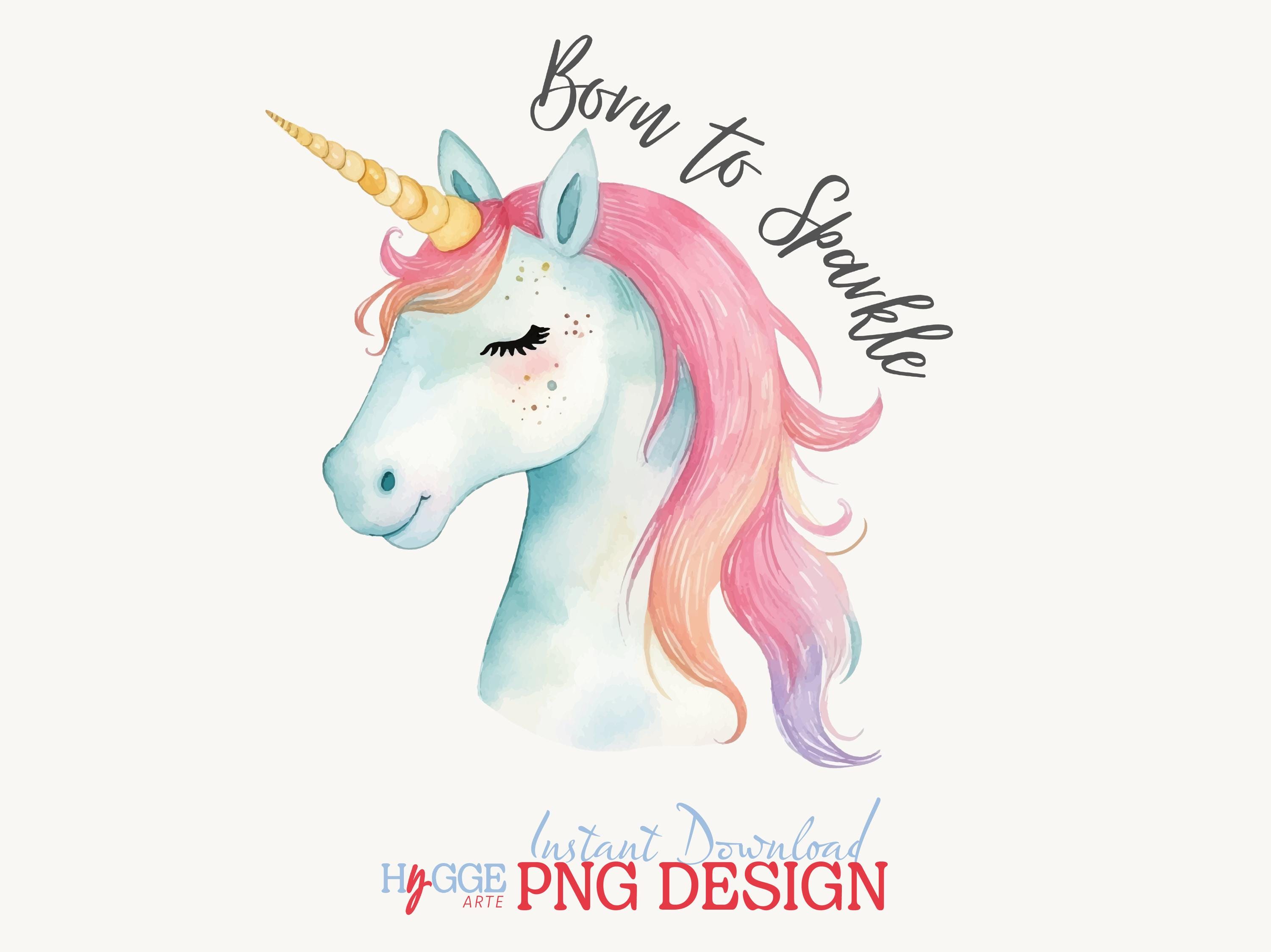 Pastel Unicorn Clipart – Watercolor Birthday Sublimation Design (PNG ...
