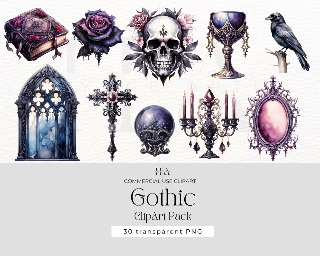 Gothic Clipart Bundle 30 Pngs High-quality Perfect for - Etsy