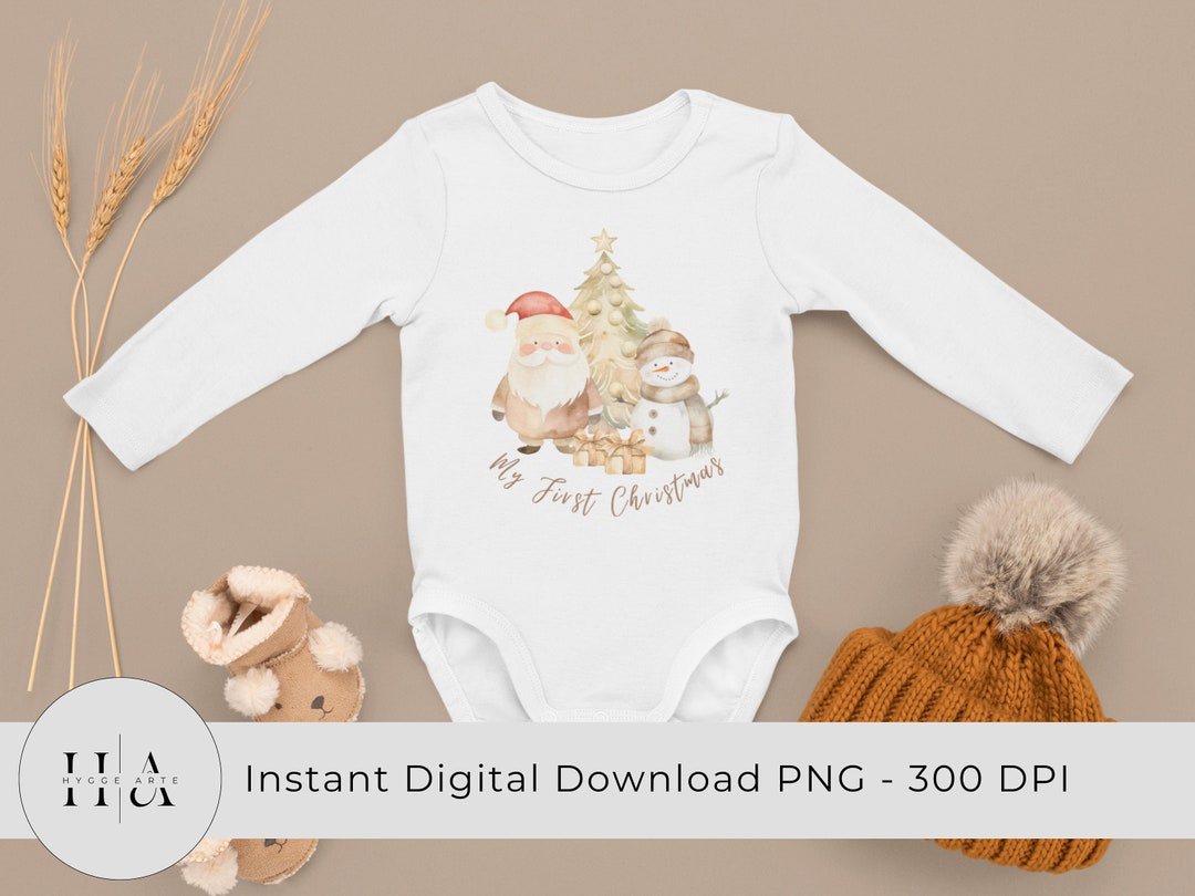 My 1st Christmas Santa and Snowman PNG Clipart Baby's First Christmas ...