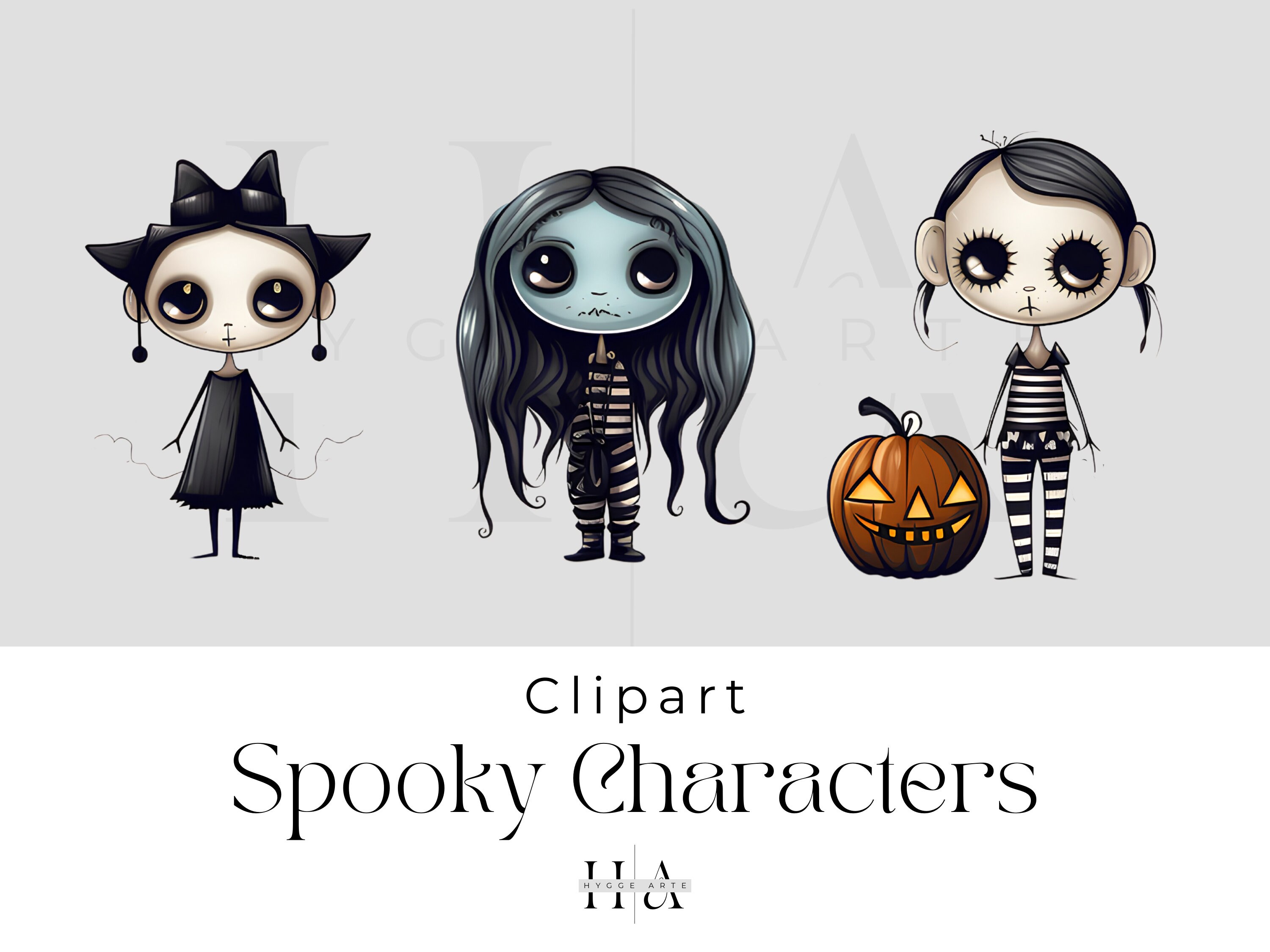 Halloween Clipart Bundle 20 Pngs, Character Designs, Digital Download ...