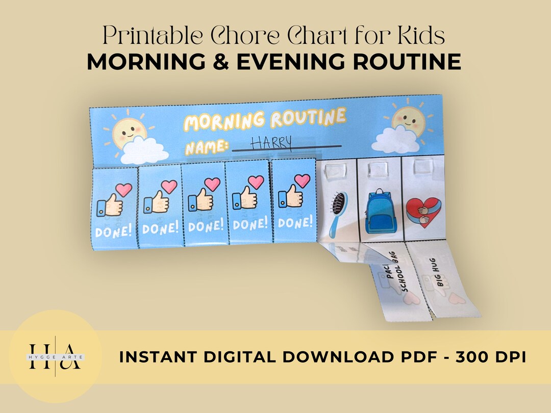 Morning & Evening Routine Chart, Planning Toddler Bedtime Routine ...