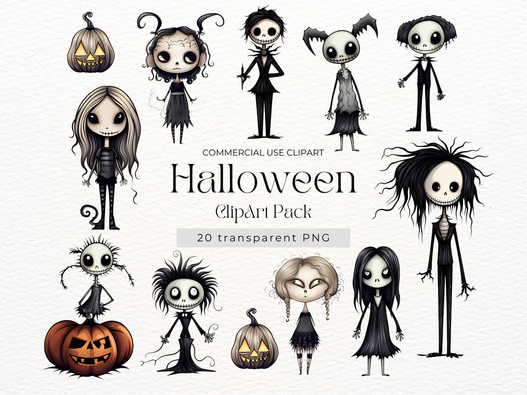 Halloween Clipart Bundle 20 Pngs, Character Designs, Digital Download ...