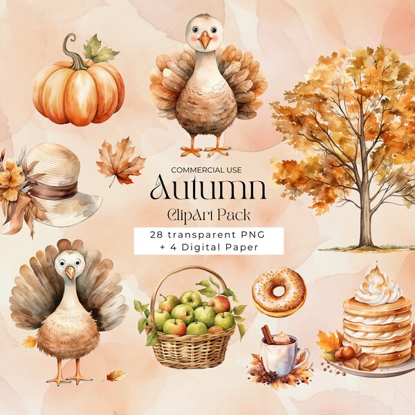 Cute Thanksgiving Clipart - Etsy