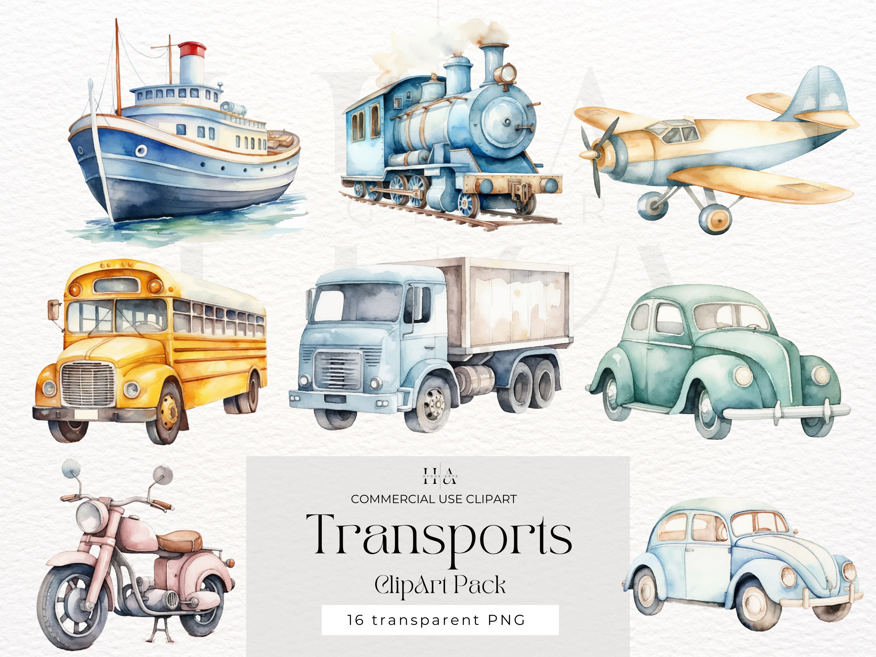 Transport Clipart, Graphics of Transportation for Educational Activity ...