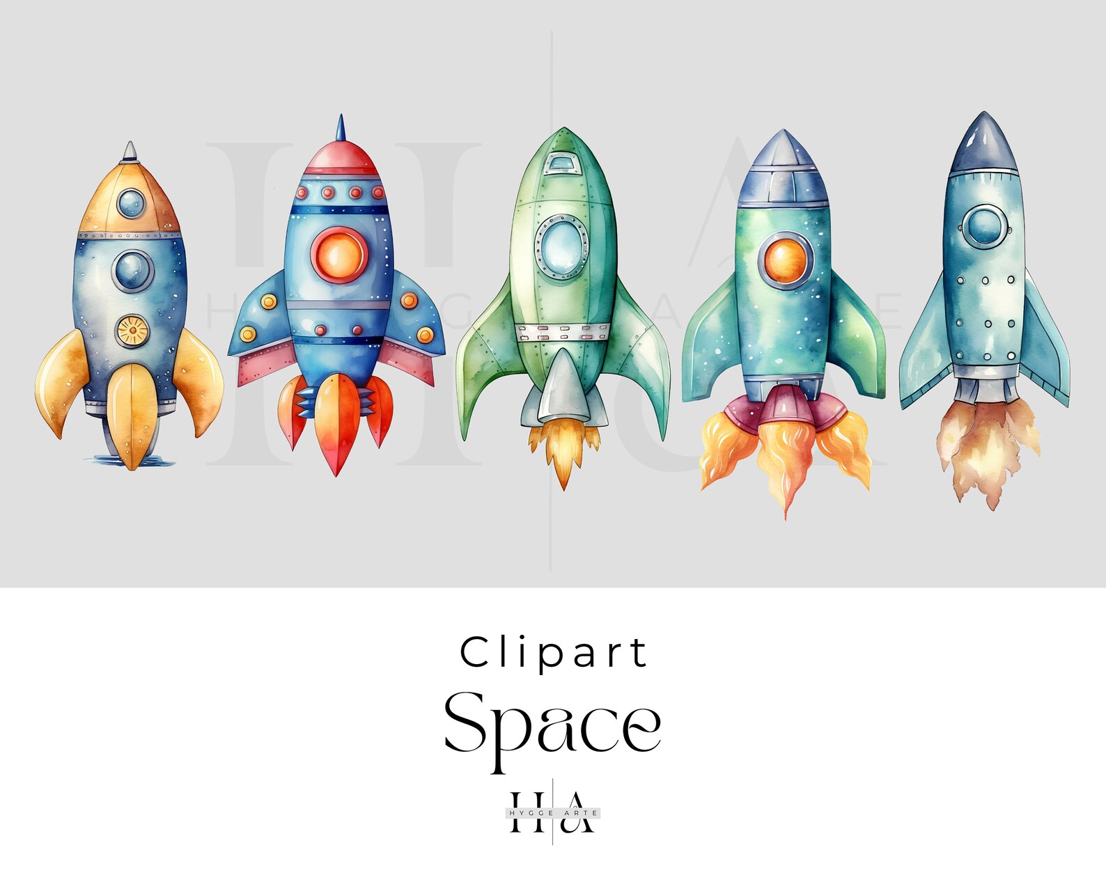 Outer Space Clipart for Kids Projects, Space Design Elements for ...