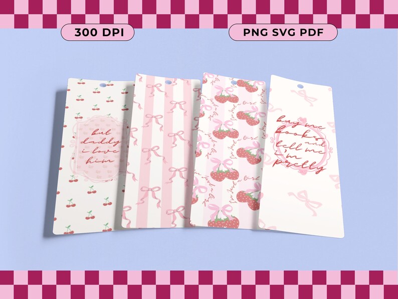 Pink Coquette Bookmark Printable - Pink Bow Bookmarks, Girly Bright ...