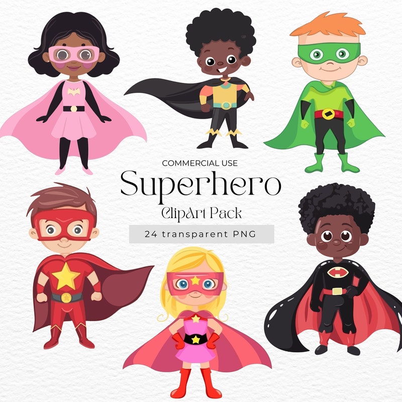 Superhero Clipart - Etsy