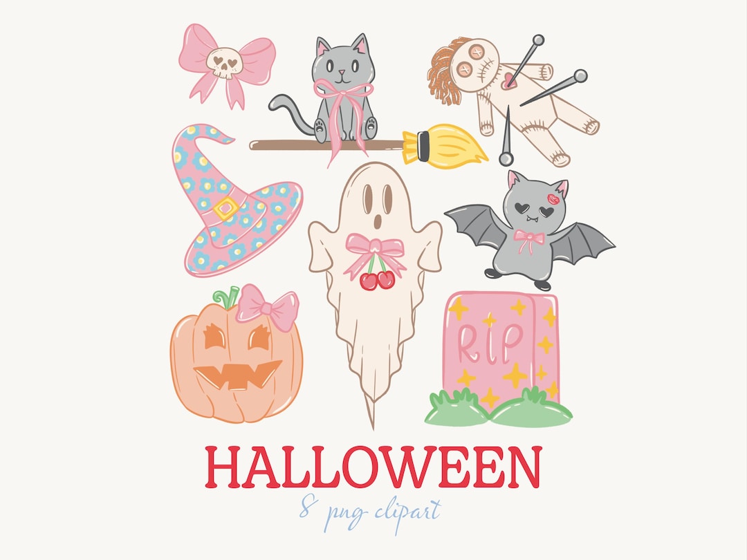 Coquette Halloween Clipart, Spooky PNG Graphics (digital Download - Etsy