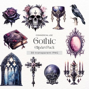 Gothic Clipart Bundle - 30 Pngs High-quality, Perfect for Halloween ...