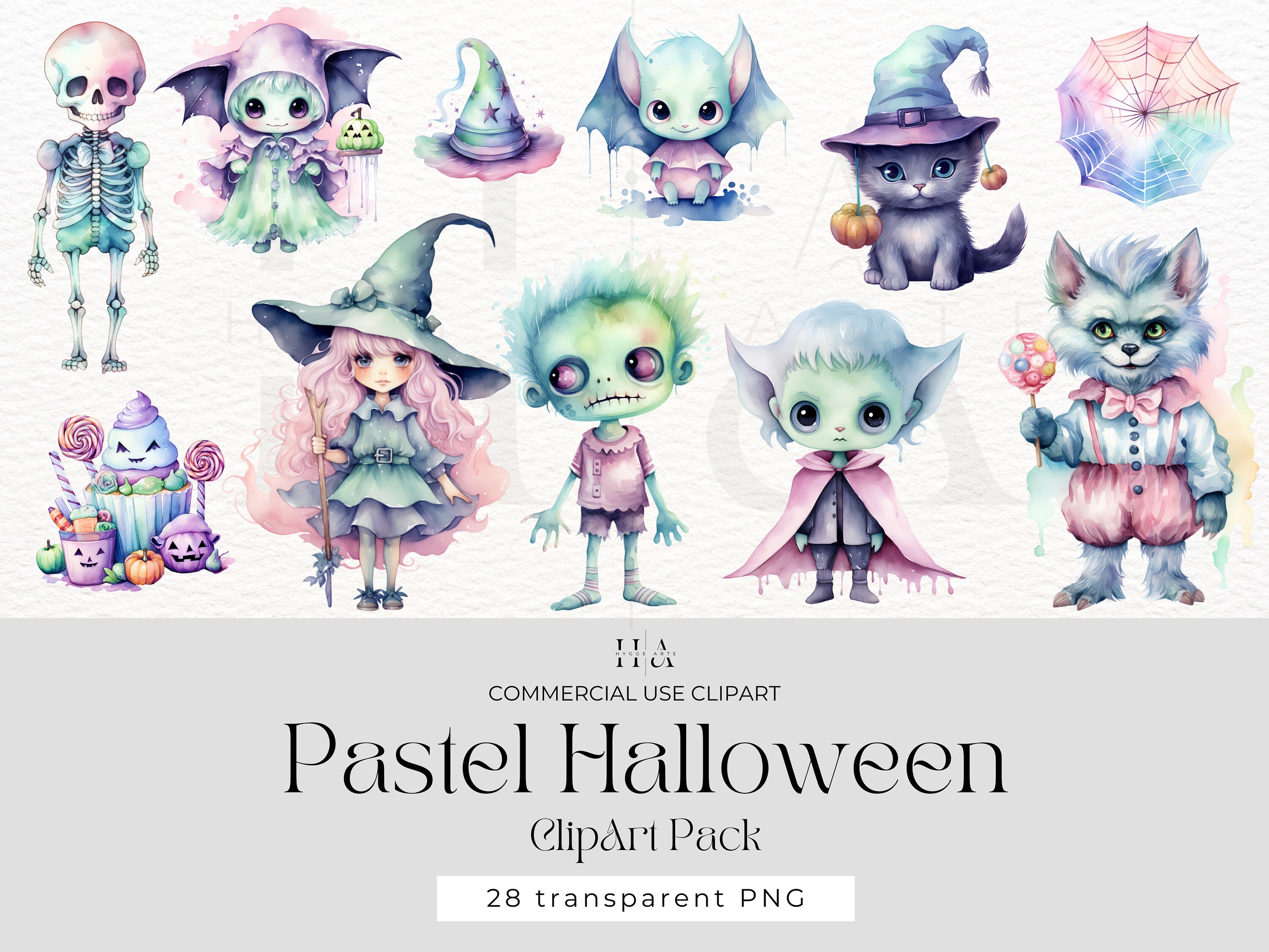 Pastel Halloween Clipart Bundle 28 High Quality PNG Files - Etsy