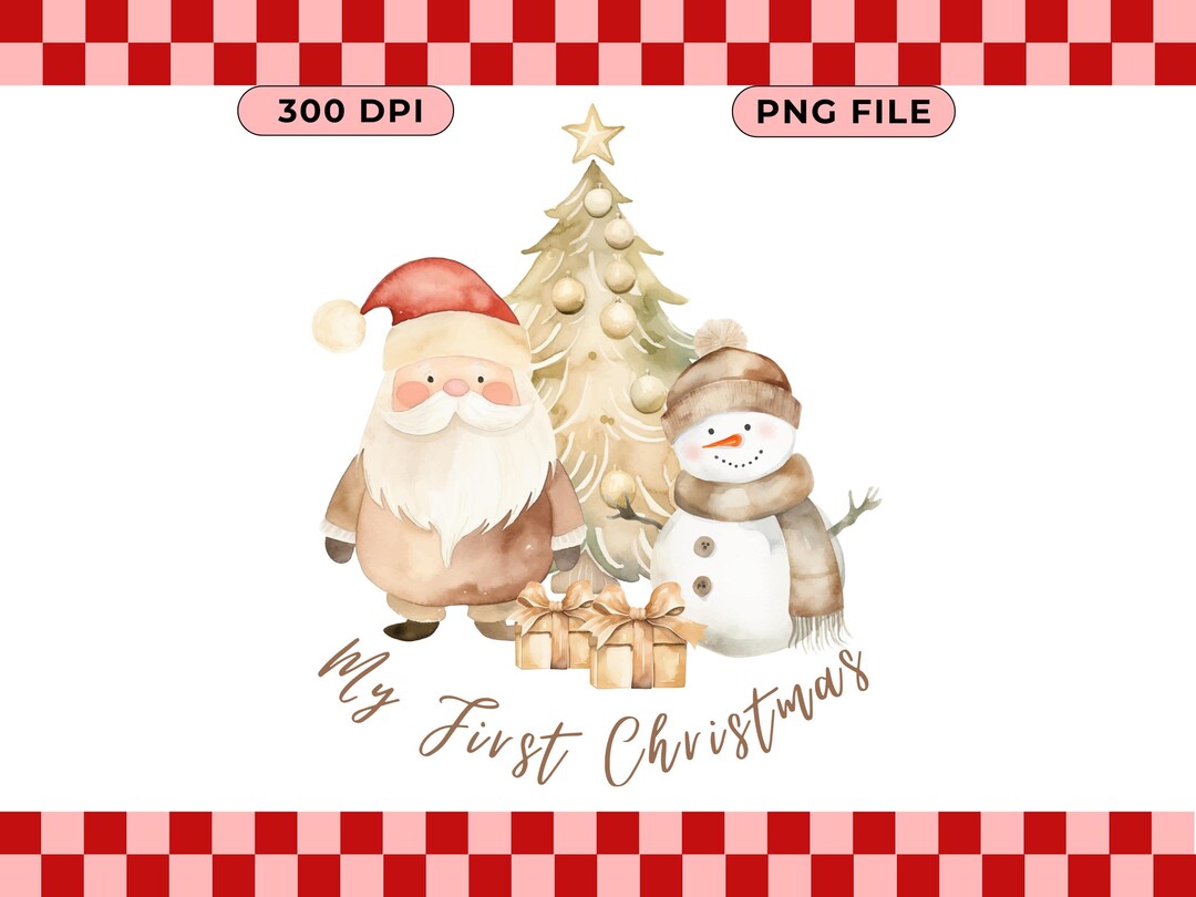 My 1st Christmas Santa and Snowman PNG Clipart Baby's First Christmas ...