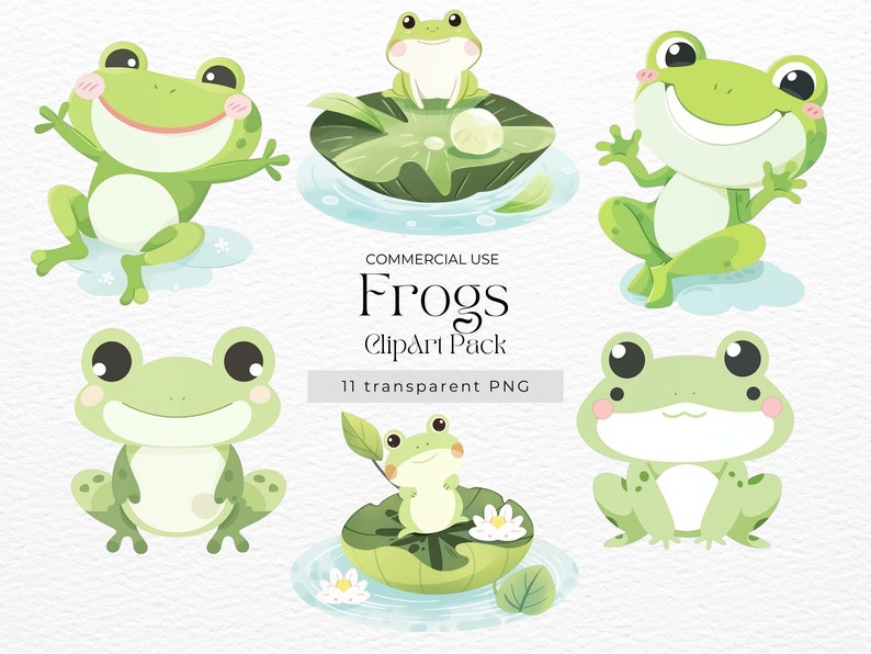 Frog Clipart PNG for Crafting Project, Illustrations for Frog Party ...