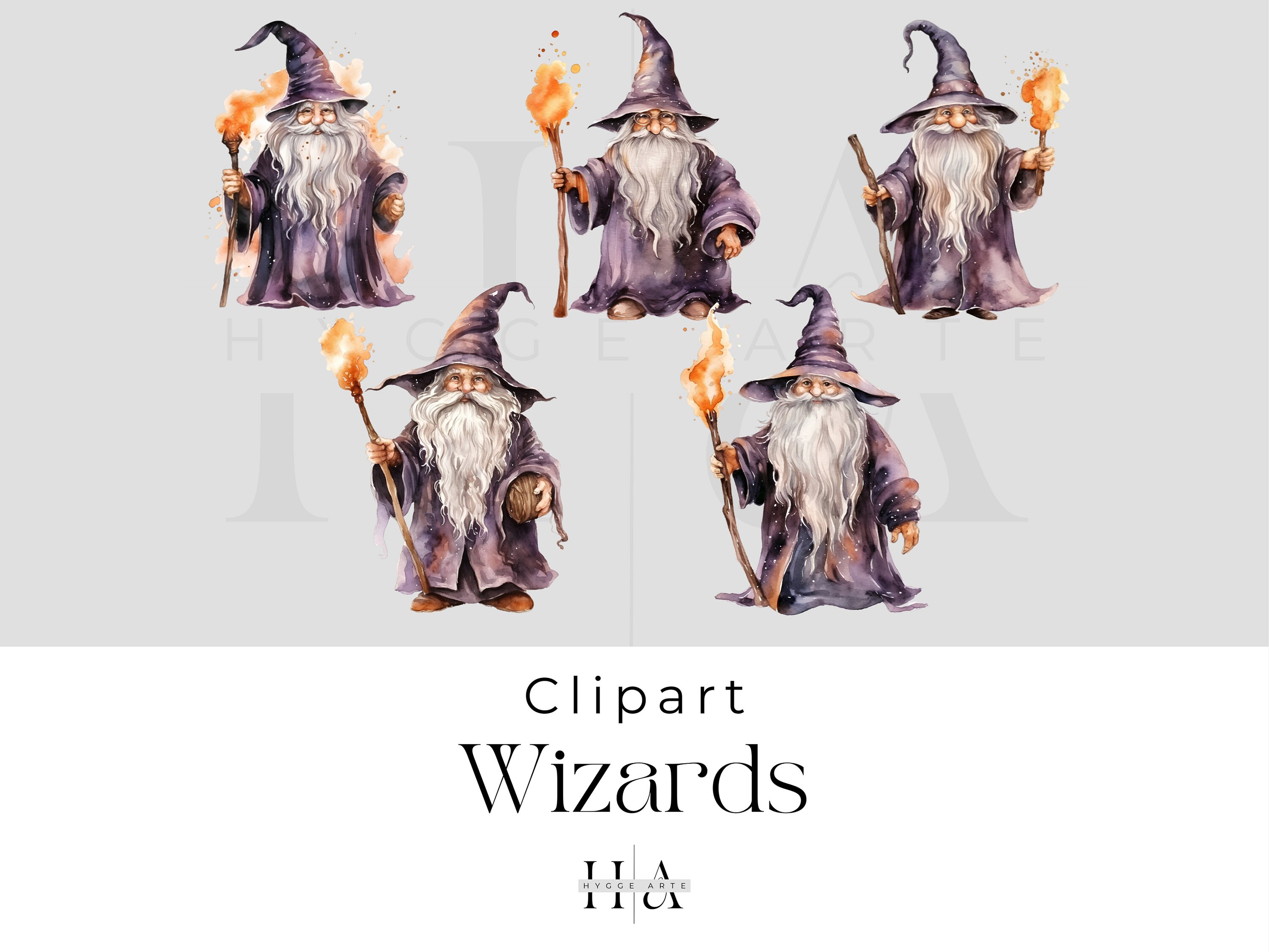 Witch & Wizard Clipart for Halloween Decor, Illustrations for Magic ...