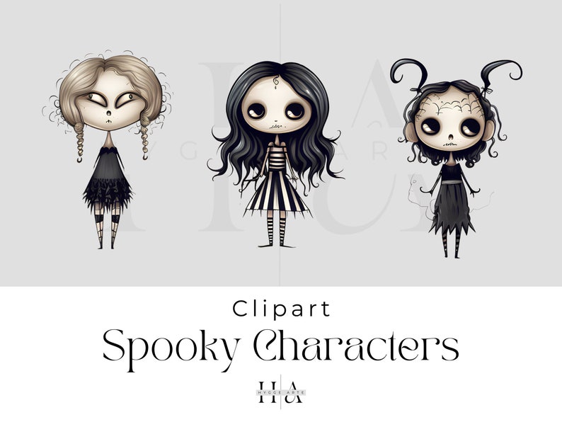 Halloween Clipart Bundle 20 Pngs, Character Designs, Digital Download ...