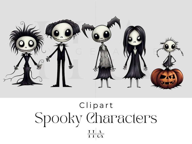 Halloween Clipart Bundle 20 Pngs, Character Designs, Digital Download ...