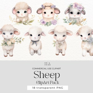 Sheep Watercolor Clipart for Nursery Decor, Printable Animal Farm ...