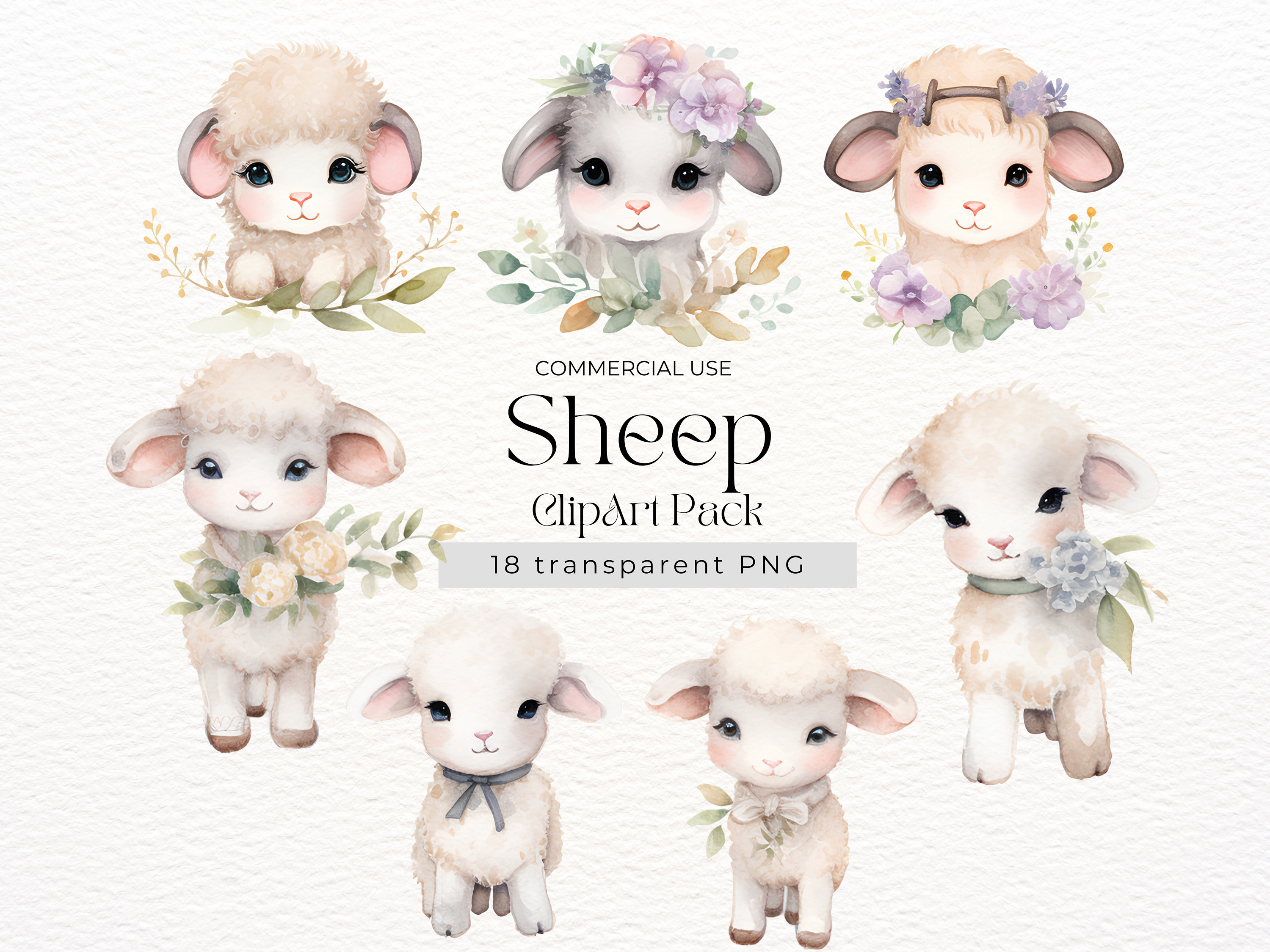 Sheep Watercolor Clipart for Nursery Decor, Printable Animal Farm ...