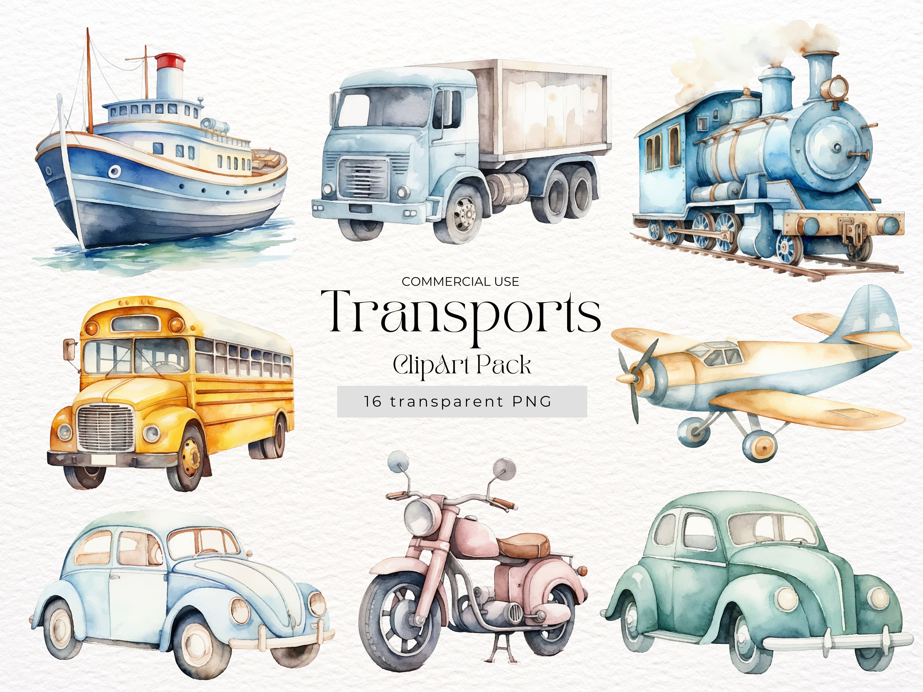 Transport Clipart, Graphics of Transportation for Educational Activity ...