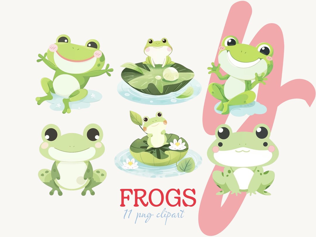 Frog Clipart PNG for Crafting Project, Illustrations for Frog Party ...