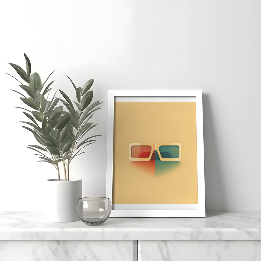 3D Glasses Wall Art, Printable Art, Vintage Art Print, Downloadable ...