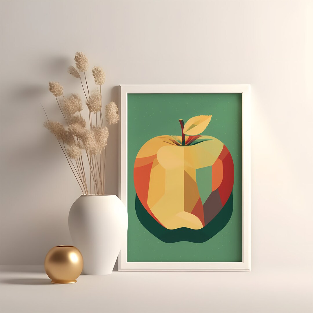 Geometric Apple Wall Art, Printable Art, Vintage Art Print ...
