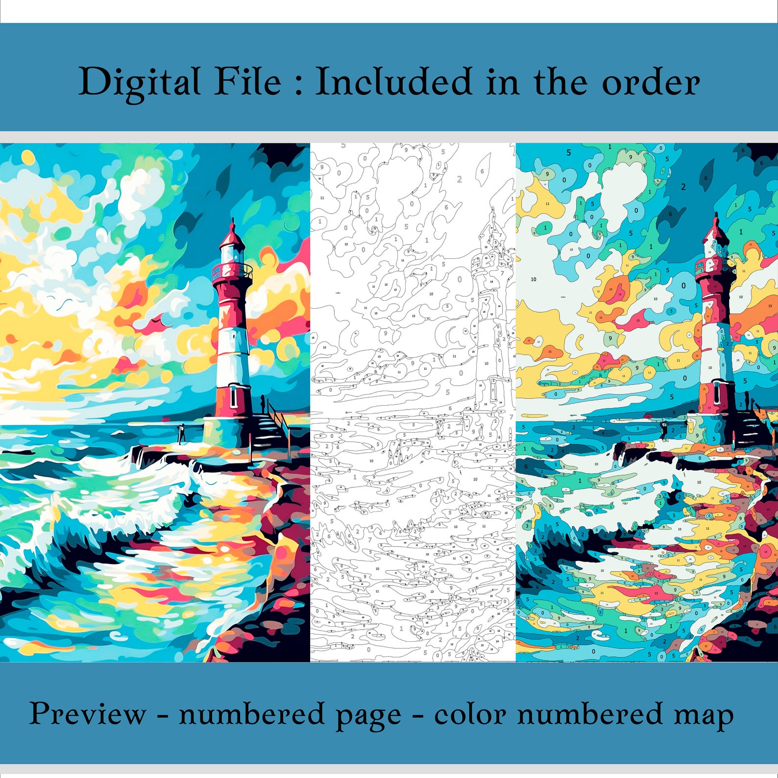 Color by Number for Adult, Paint by Number Printable, Sea Landscape ...