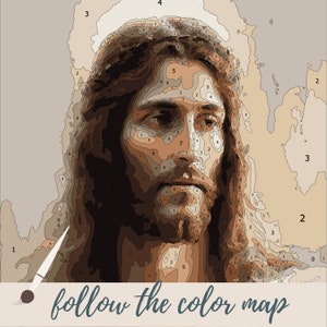 Paint by Number Printable,color by Number Adult, Jesus Christ for Pray ...