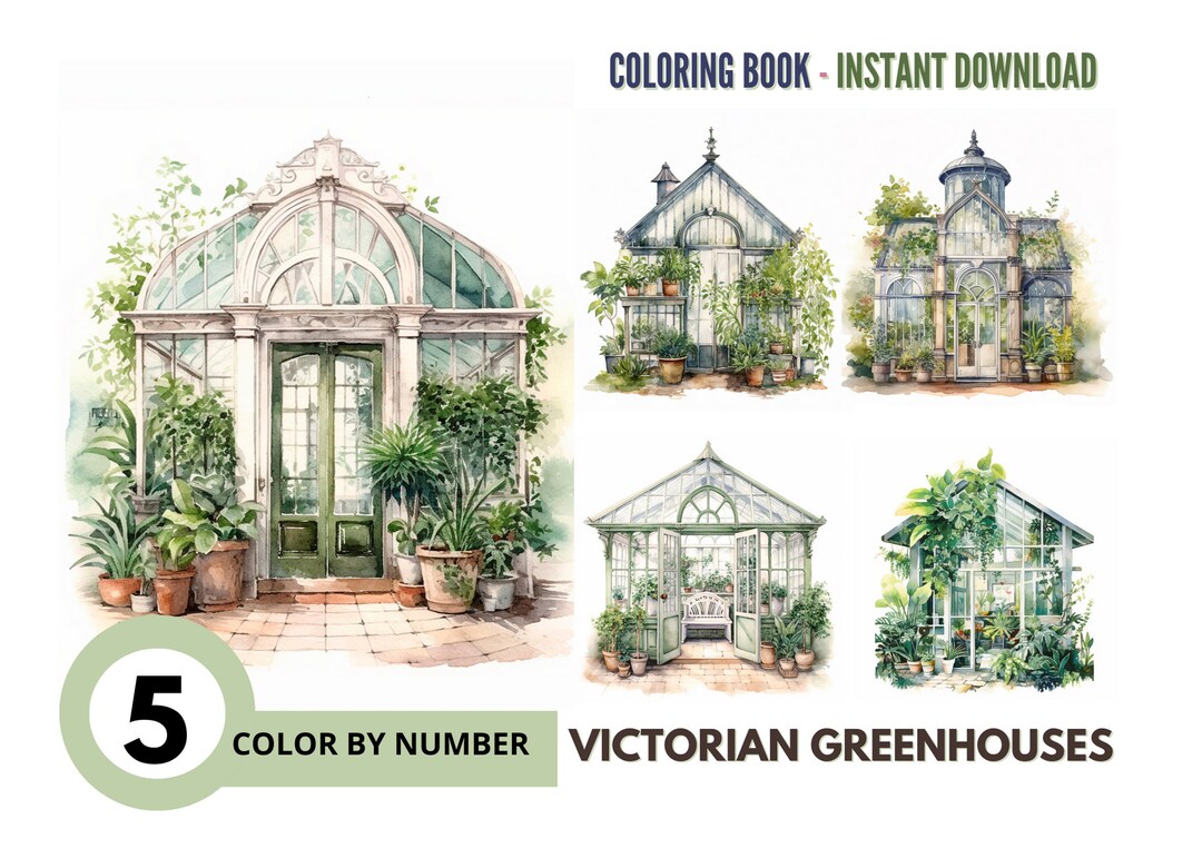Bundle 5 Victorian Greenhouse Color by Number for Adult Paint - Etsy